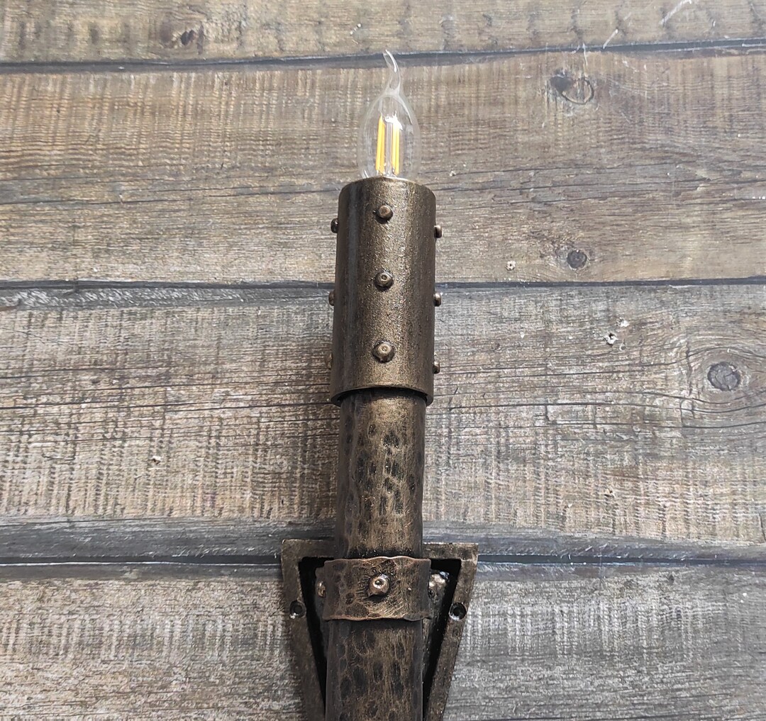 Hand Forged Wrought Iron Viking Torch Sconce - Medieval Wall Light - Etsy