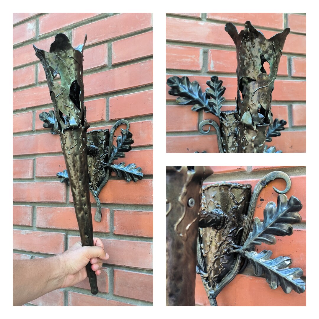 Handmade Gothic Torch Wall Sconce: Iron Light Fixture - Etsy
