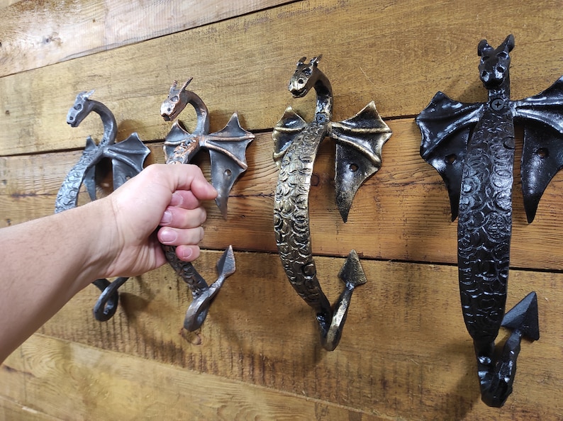 Hand Forged Dragon Door Handle: Wrought Iron Metal Decor - Etsy