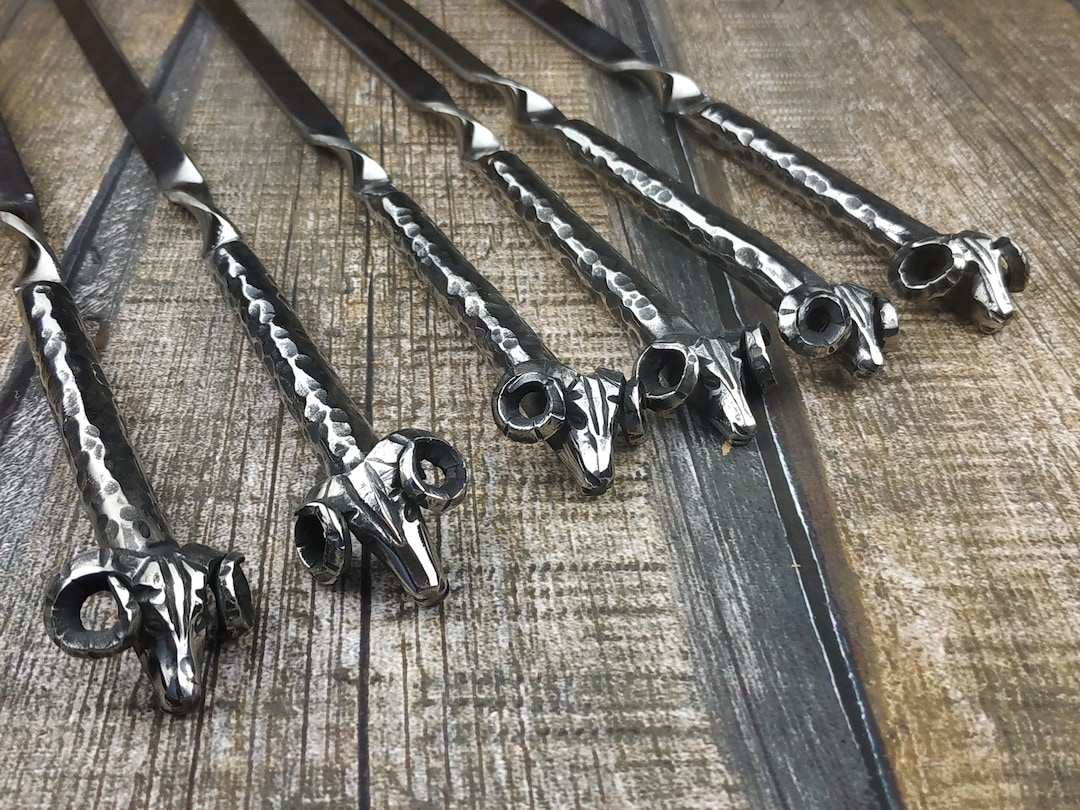Hand Forged, Stainless Steel Skewers, Steel Gift, Cookware for Camping ...