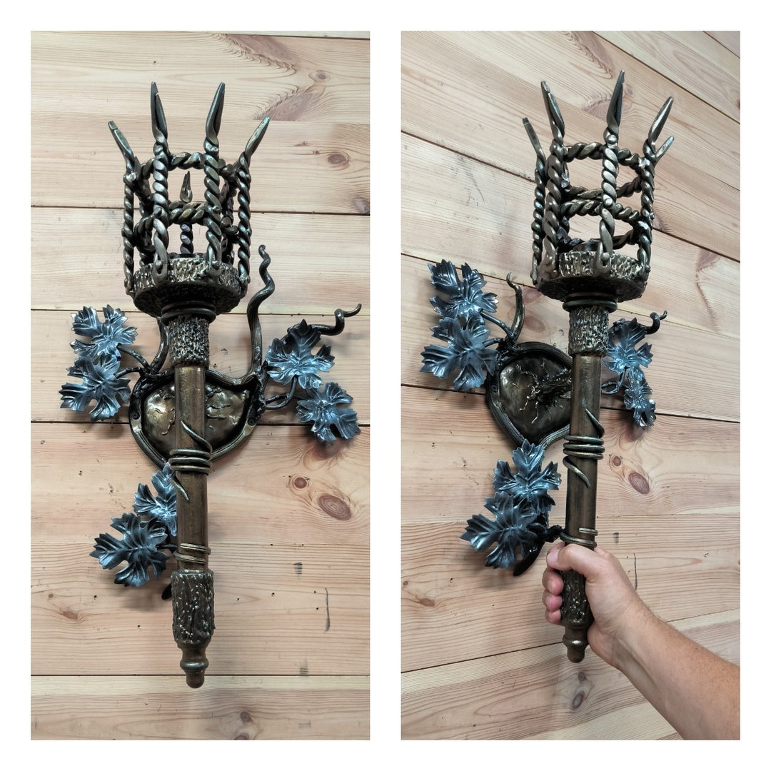 Handmade Gothic Wall Sconce: Iron Torch Light Fixture - Etsy