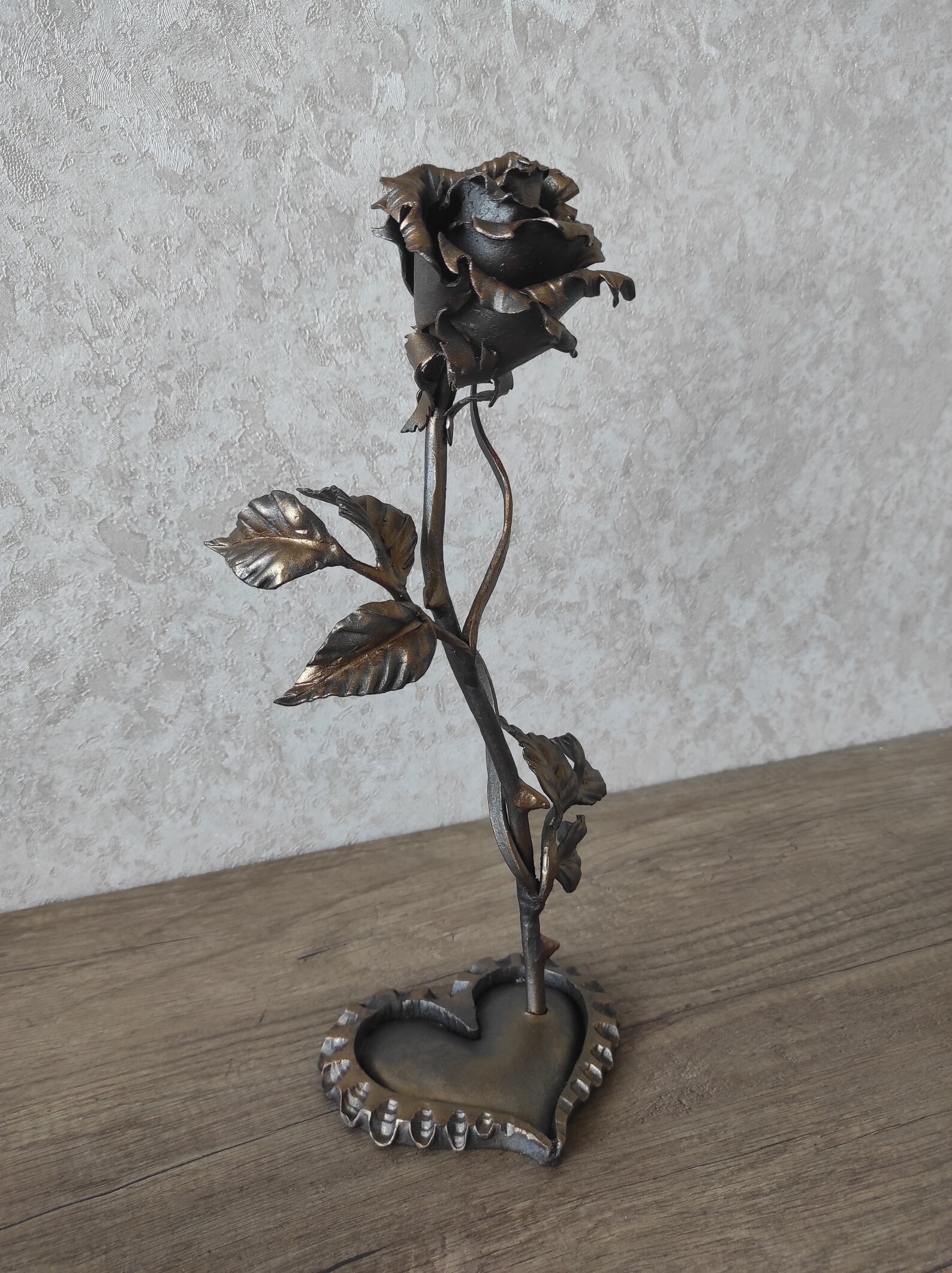 Metal rose iron rose. Steel rose iron rose on a stand | Etsy