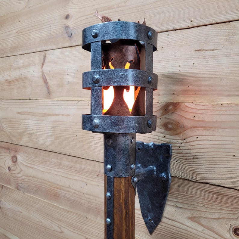 Medieval Wall Torch Sconce: Rustic Iron & Wood Viking Lantern - Etsy