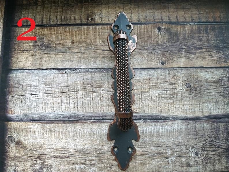 Hand Forged Steel Door Handle: Wrought Iron Barn Door Decor - Etsy