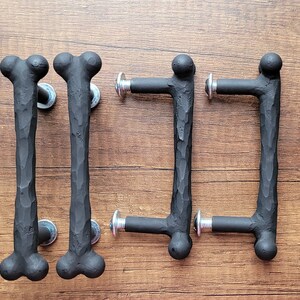 Forged Bone Door Handle: Black Metal Cabinet Drawer Pull - Etsy