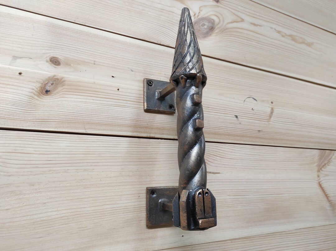 Forged Iron Door Handle, Castle Handle, Wrought Iron Handle, Hand ...