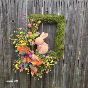Spring Wreath, Easter Wreath, Square Moss Wreath for Spring, Spring ...