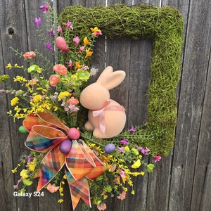 Spring Wreath, Easter Wreath, Square Moss Wreath for Spring, Spring ...