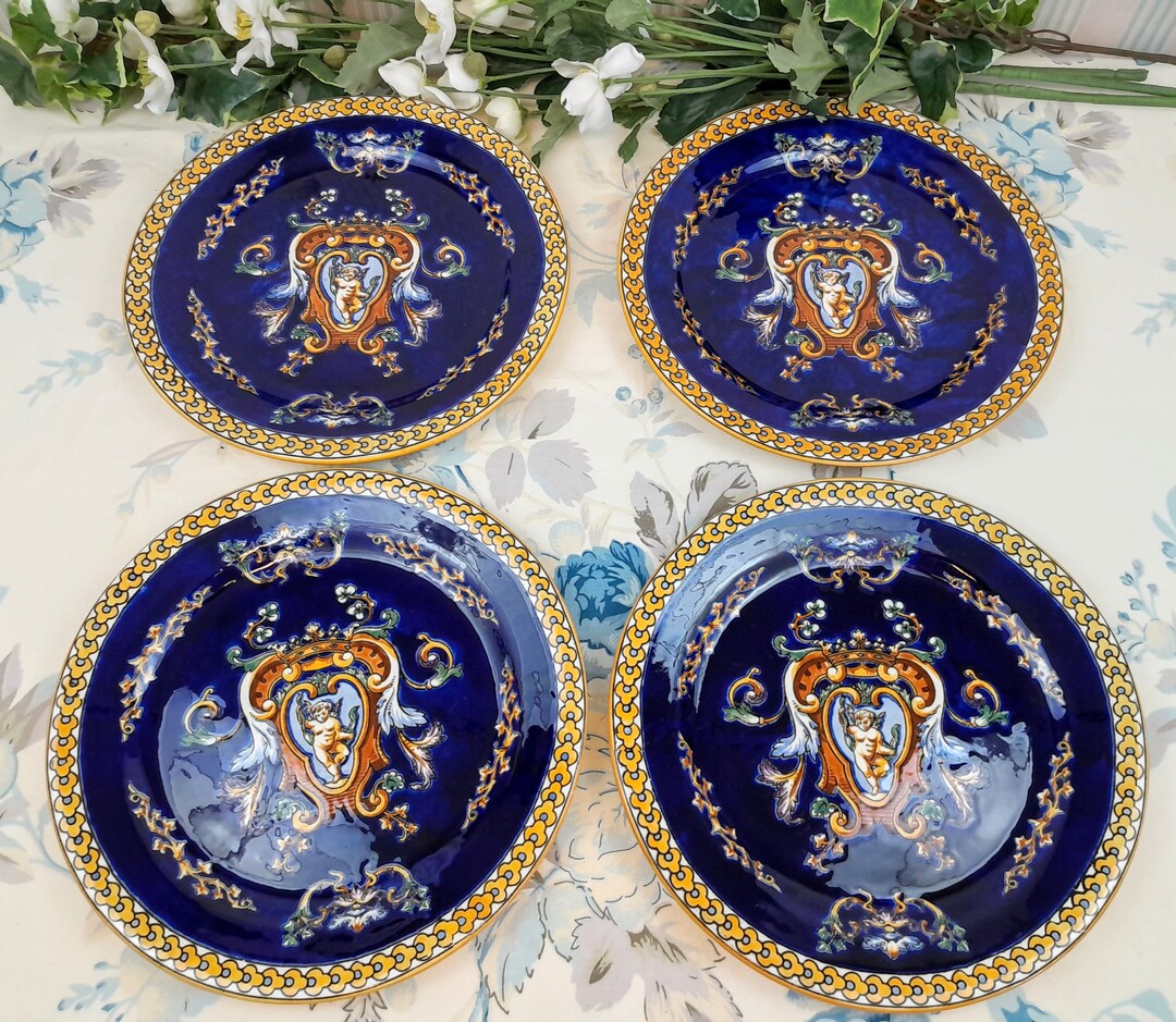 4 Renaissance Gien Dinner Plates - Etsy