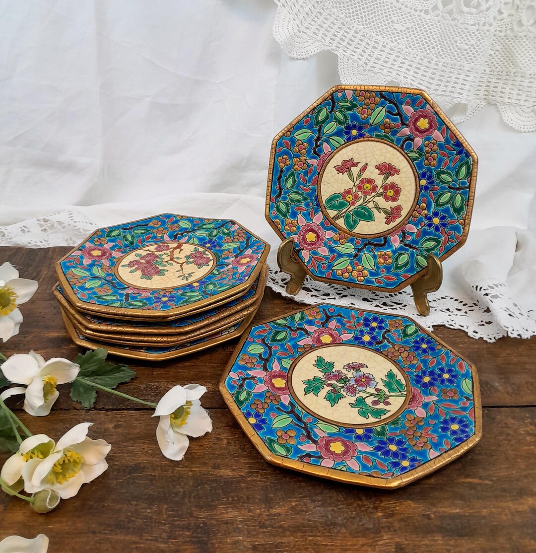 8 Longwy Enamel Dessert Plates - Etsy