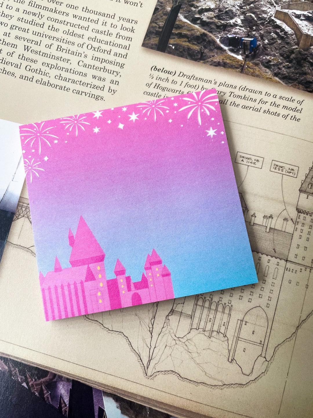 Pink and Blue Wizard Castle Sticky Notes | Wizarding Pastel Stationery ...