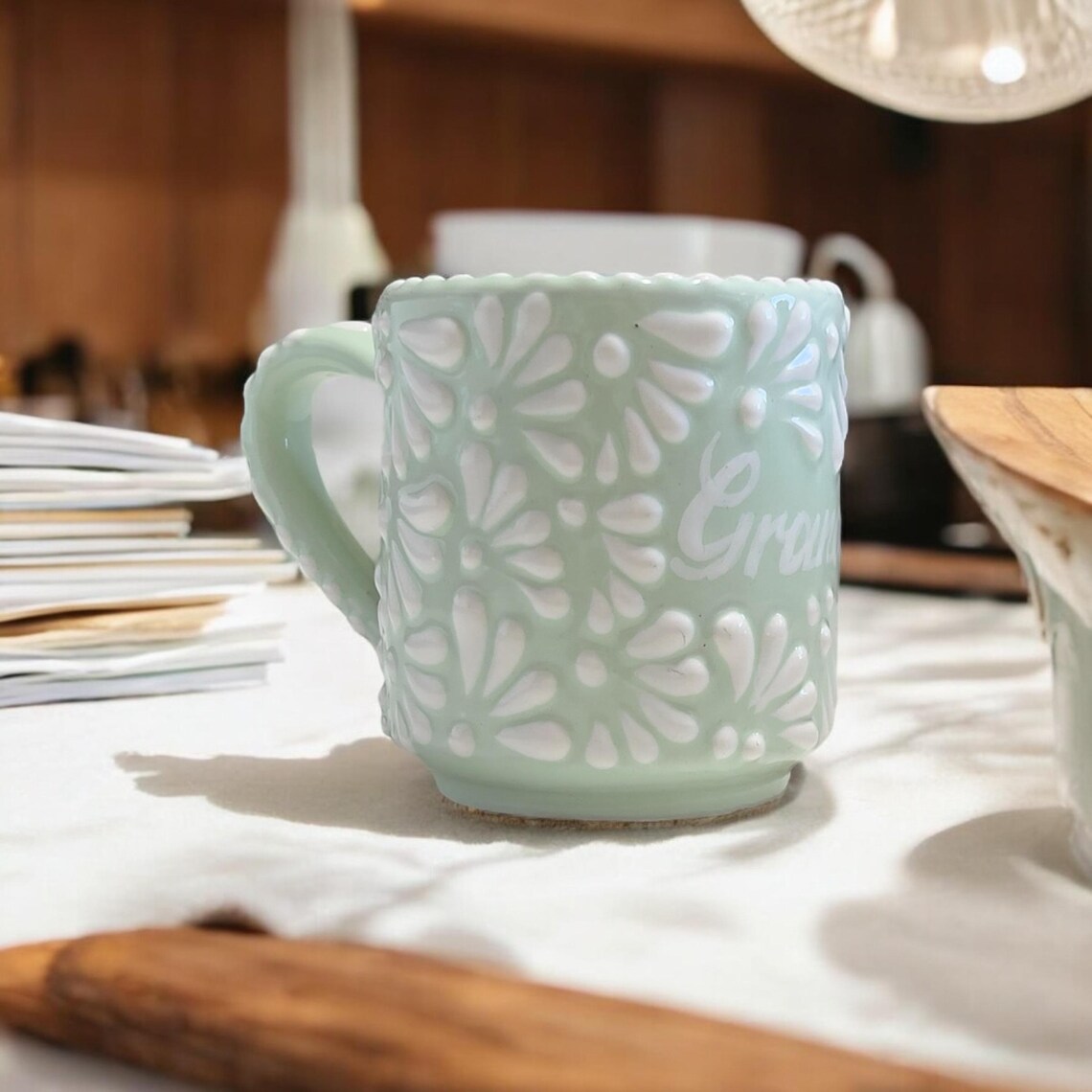Grandma Mug Talavera – Handmade Mint Green Ceramic Coffee Cup – Gift ...