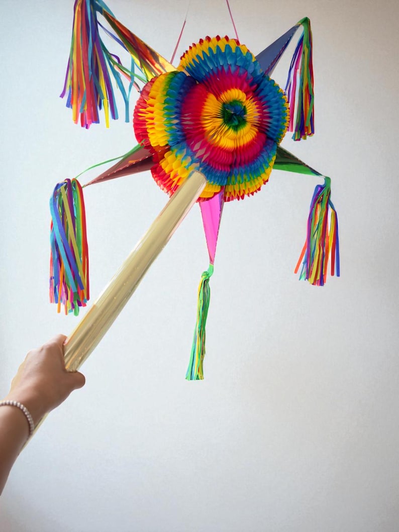 Multicolor Star Piñata – Handmade 5-point Mexican Fiesta Decoration ...