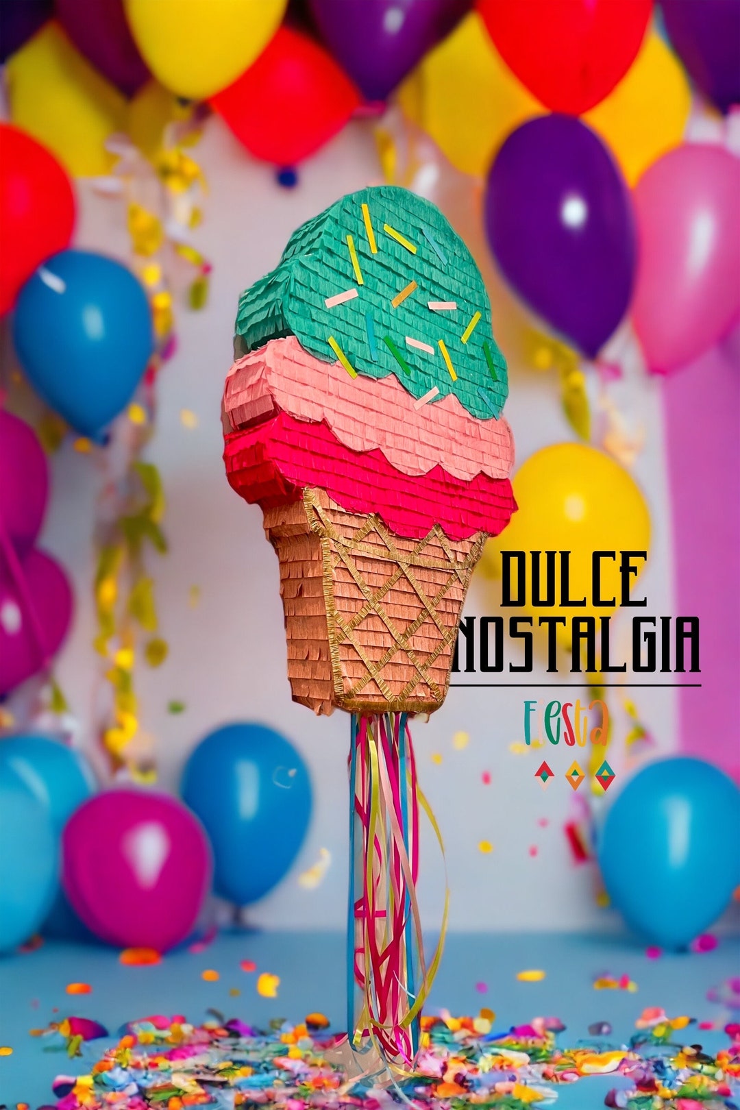 Ice Cream Cone Party Pinata / Decoraciones Ice Cream Party / Piñata ...