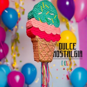 Ice Cream Cone Party Pinata / Decoraciones Ice Cream Party / Piñata ...
