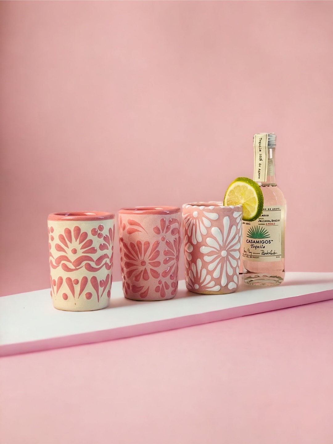 Pink Talavera Shot Glass – Handmade Mexican Pottery Wedding Favor ...