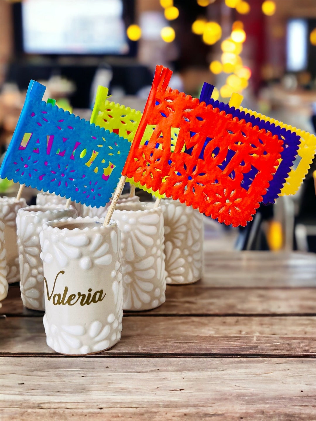 Set of 9 Banderitas Papel Picado Mini Flags Cupcake Toppers, Stir Stick ...
