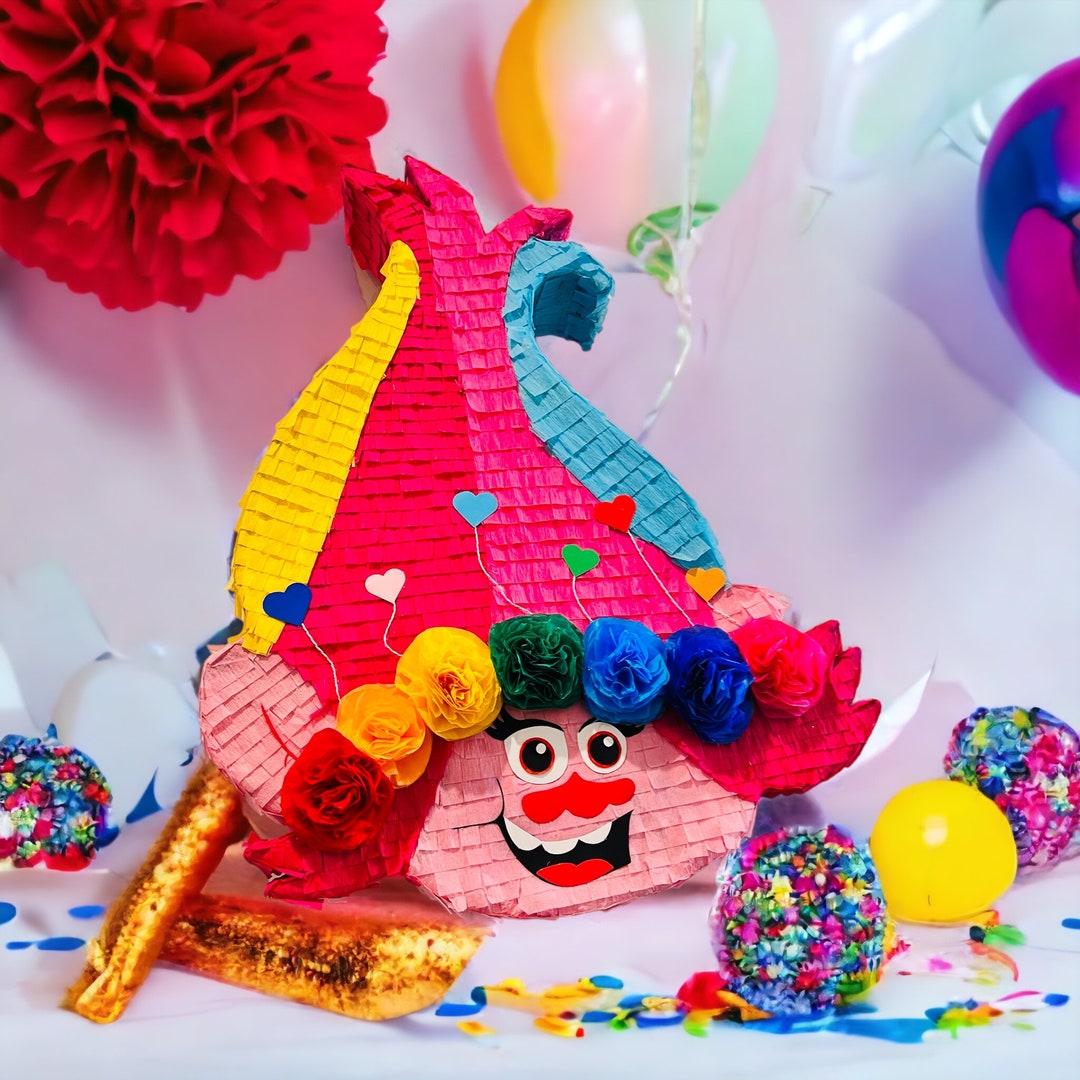 Trolls Pinata 27x22 Decorado En Ambos Lados, Trolls Party Themed Poppy ...