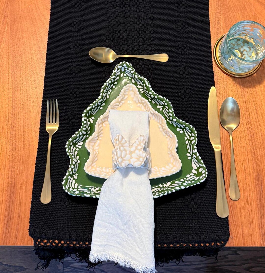 Handcrafted Talavera Pottery Tree-shaped Plates Green Non-toxic ...