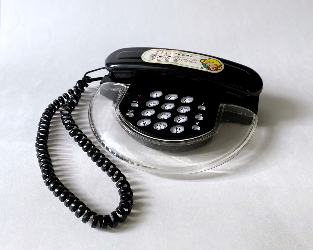 80s / 90s Vintage Opal Landline Telephone Black With Clear Details ...