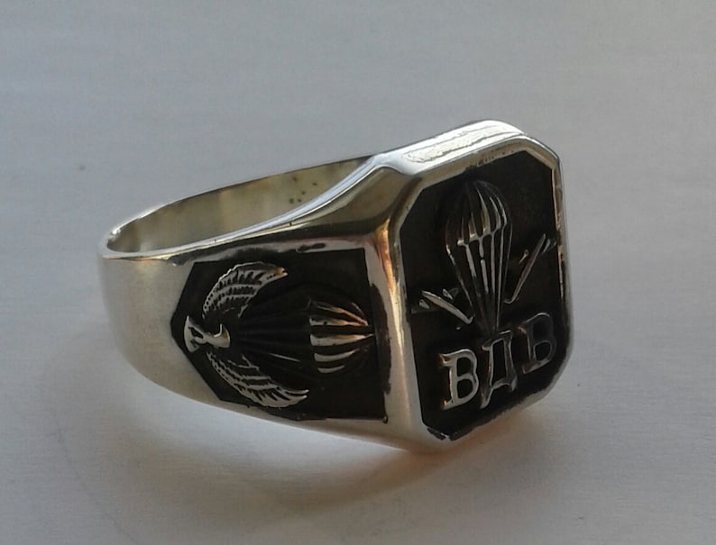 Military Airborne Rings Mens Signet 925 Sterling Silver Paratrooper ...