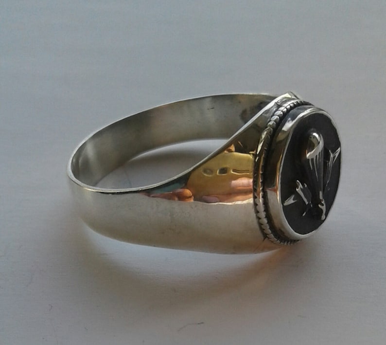 Military Airborne Rings Mens Signet 925 Sterling Silver Paratrooper ...