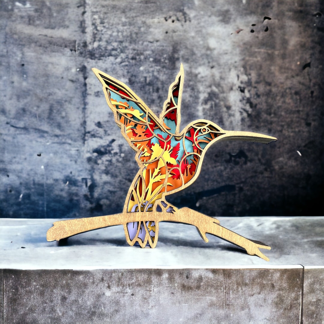 3D Hummingbird, Multi Layered Wooden Hummingbird, Wooden Home Decor ...