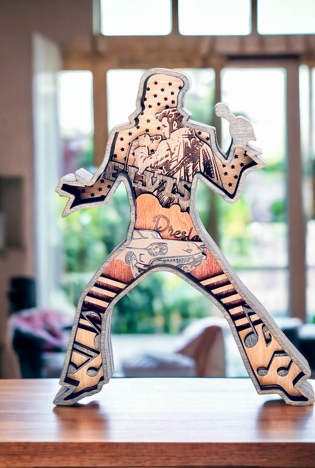 3D Multi Layered Wooden Elvis, Wood Elvis Decor, Elvis Shelf Decor ...