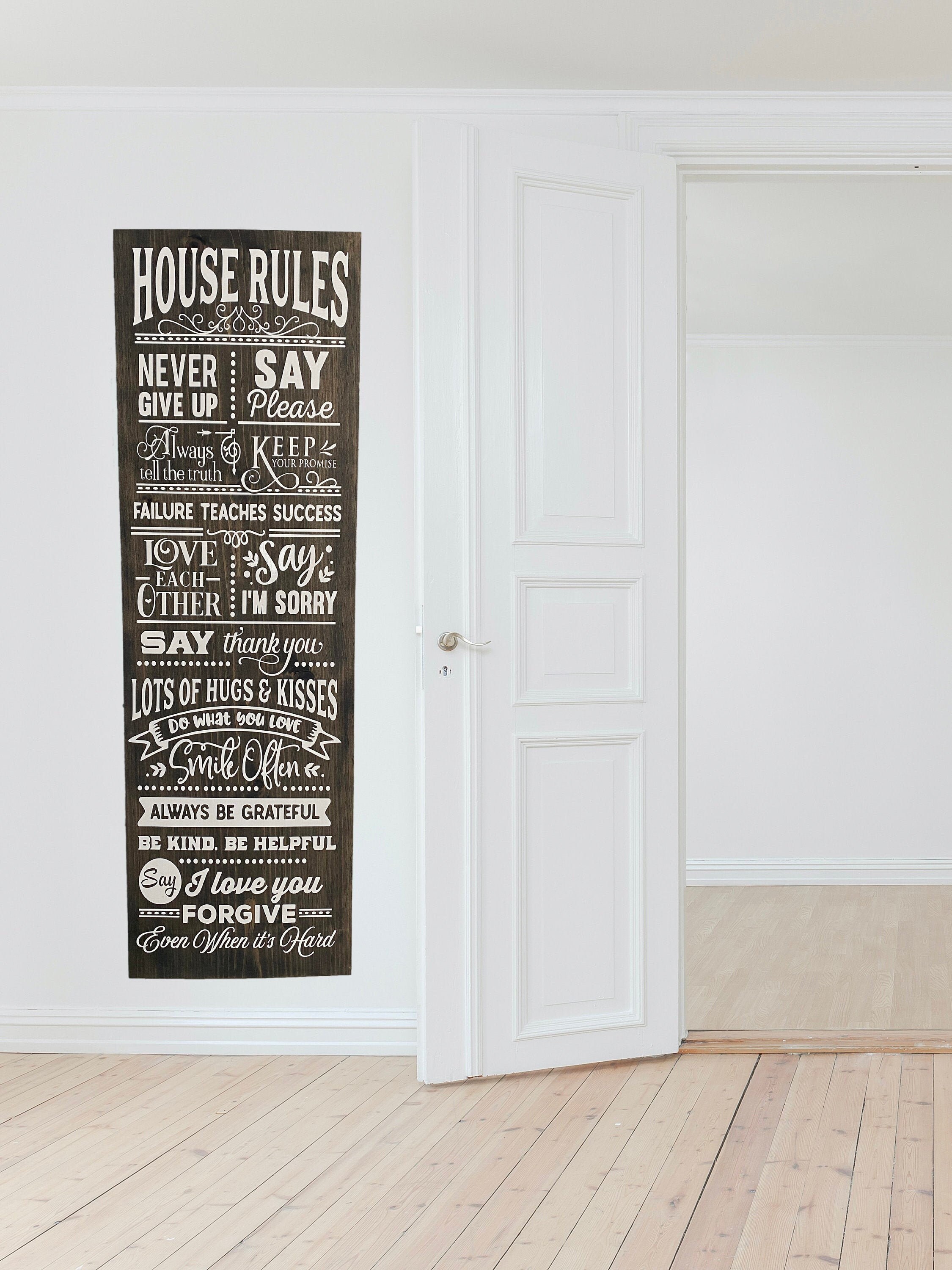 Large 35.5 Wooden House Rules Sign Farmhouse Decor | Etsy