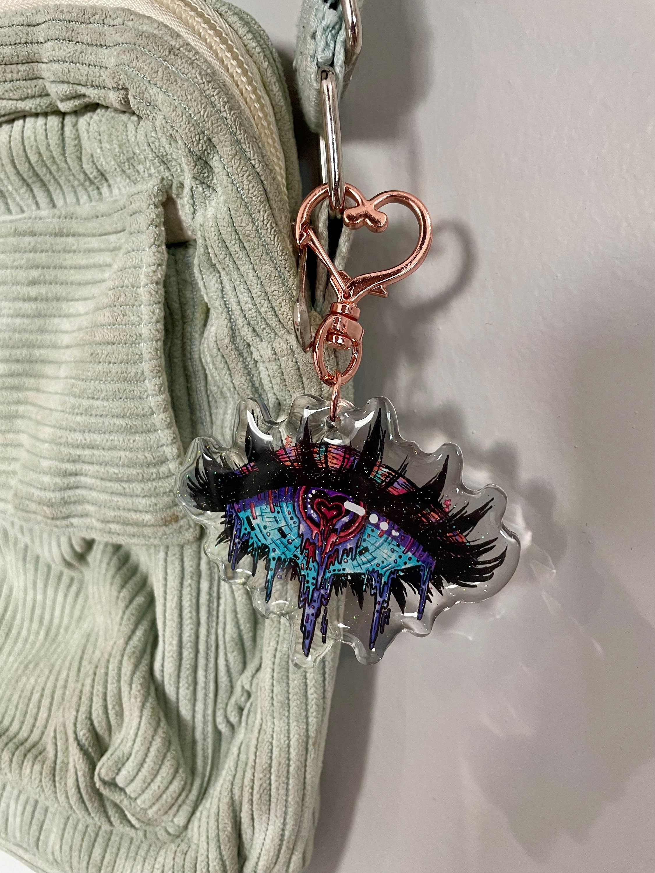 Double Sided Cool Detailed Anime Eyeball Acrylic Glitter Epoxy Keychain ...