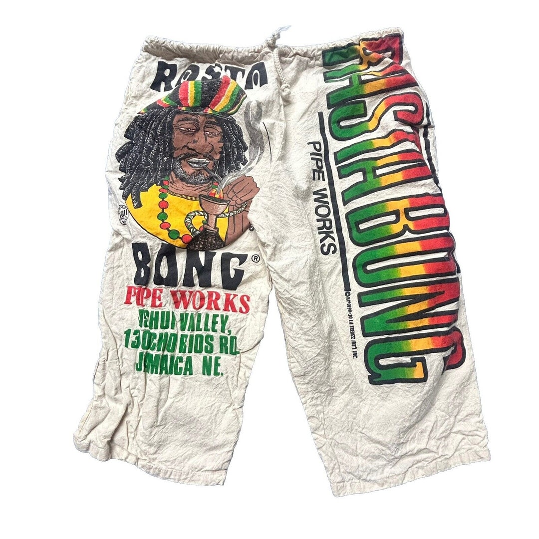 Vtg Boho Rasta Bong Pipe Works Multicolor 3/4 Pants Sz Osfa 25 - Etsy