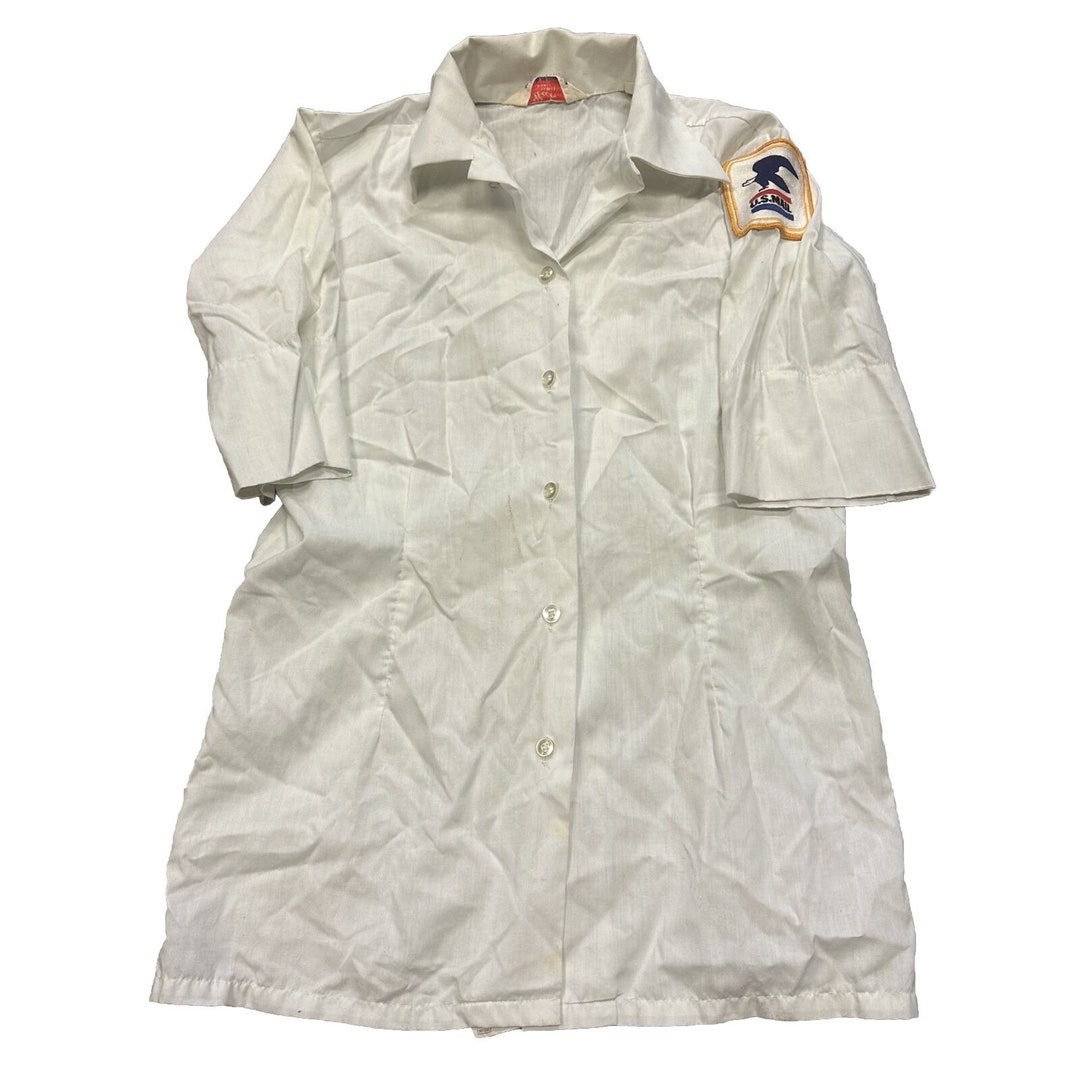 Vtg 70's Usps Us Mail Uniform Postal Shirt Button up Elbeco White ...