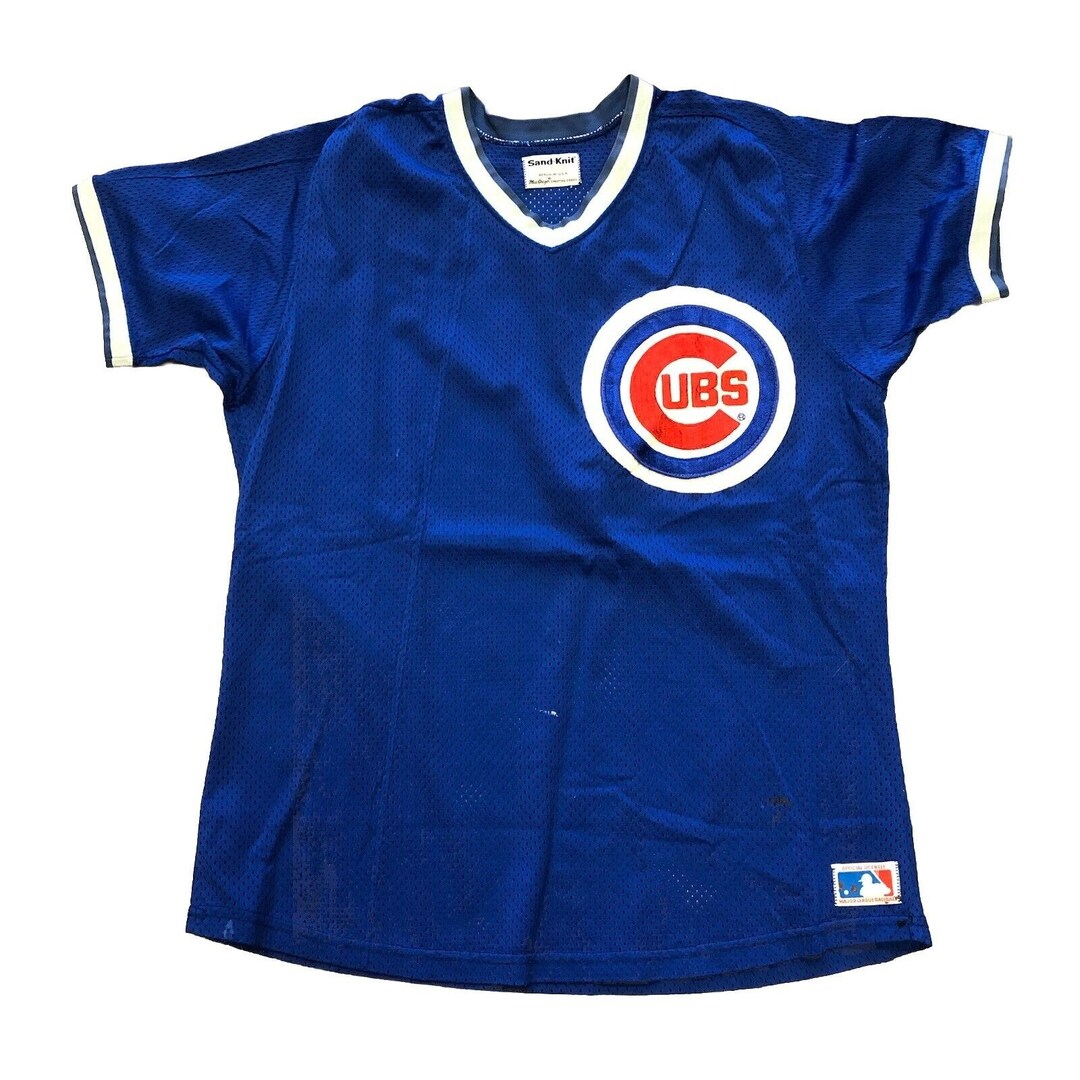 Vtg 80's Sandknit Chicago Cubs Blue Mesh Baseball Jersey Xl Macgregor ...