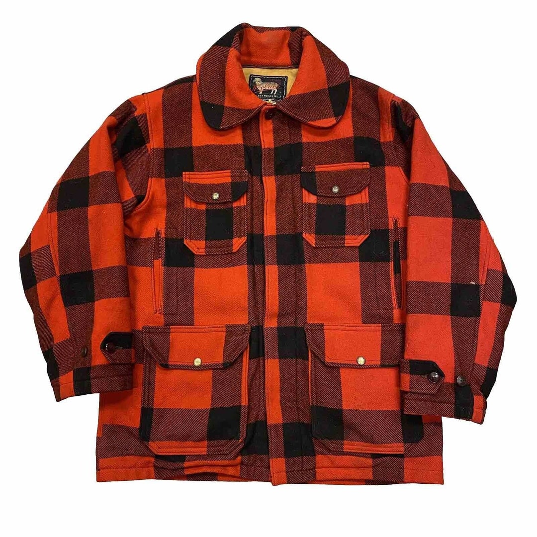 Vtg 50's Woolrich Hunting Jacket Red Black Buffalo Plaid Xl H6 - Etsy