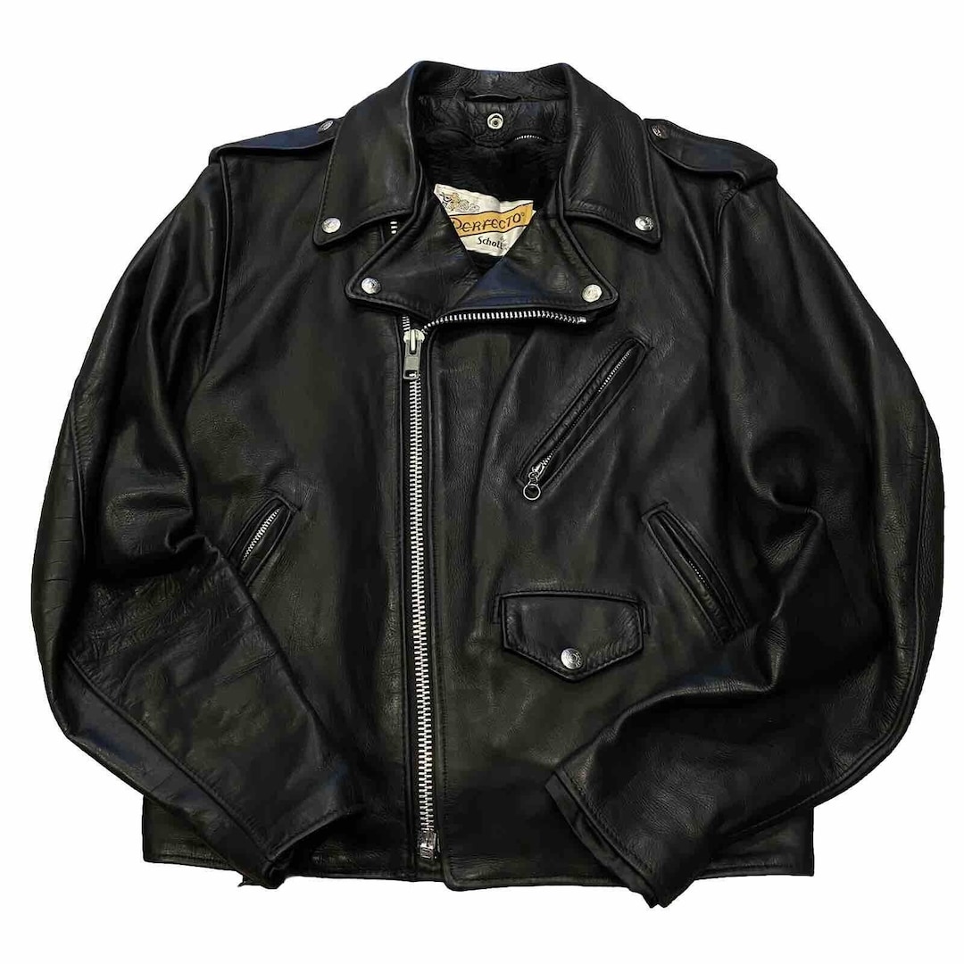 Vtg Schott Perfecto Black Leather Motorcycle Jacket Sz 38 Usa Fur Liner ...