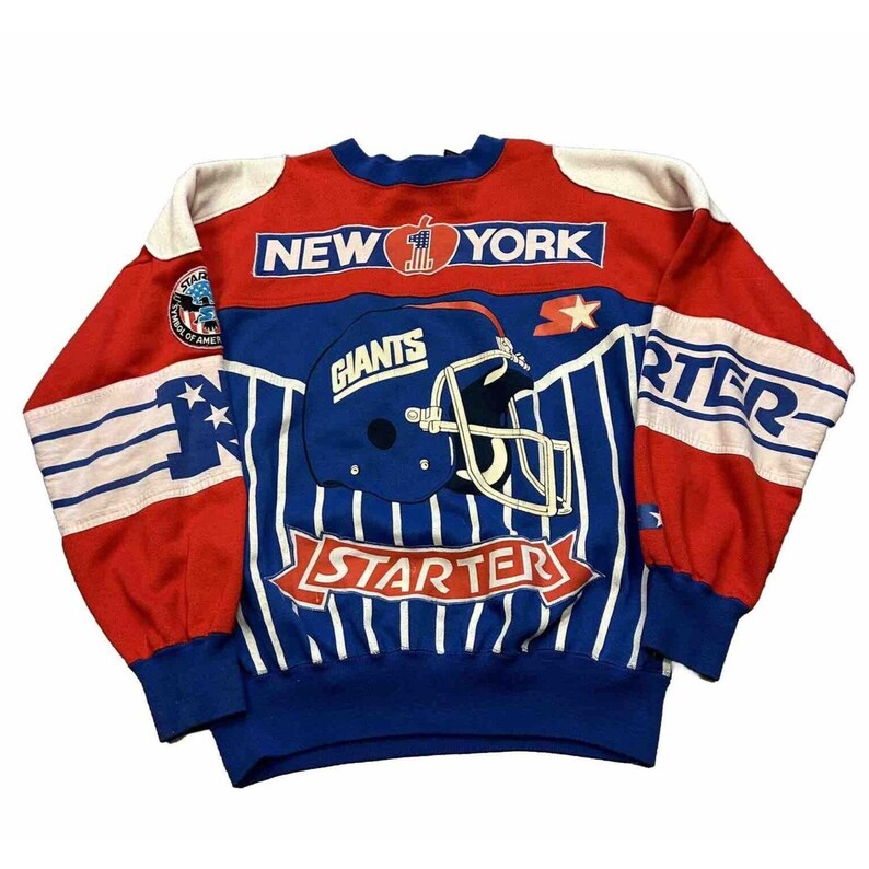 Vtg New York Giants Starter Football All Over Print Sweatshirt Red ...