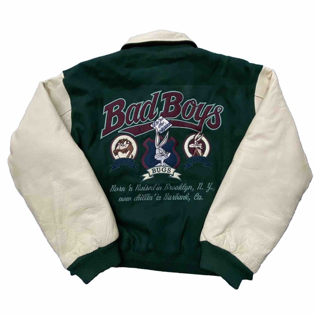 Vtg Looney Tunes Varsity Bomber Jacket Original Bad Boys Wool Leather ...
