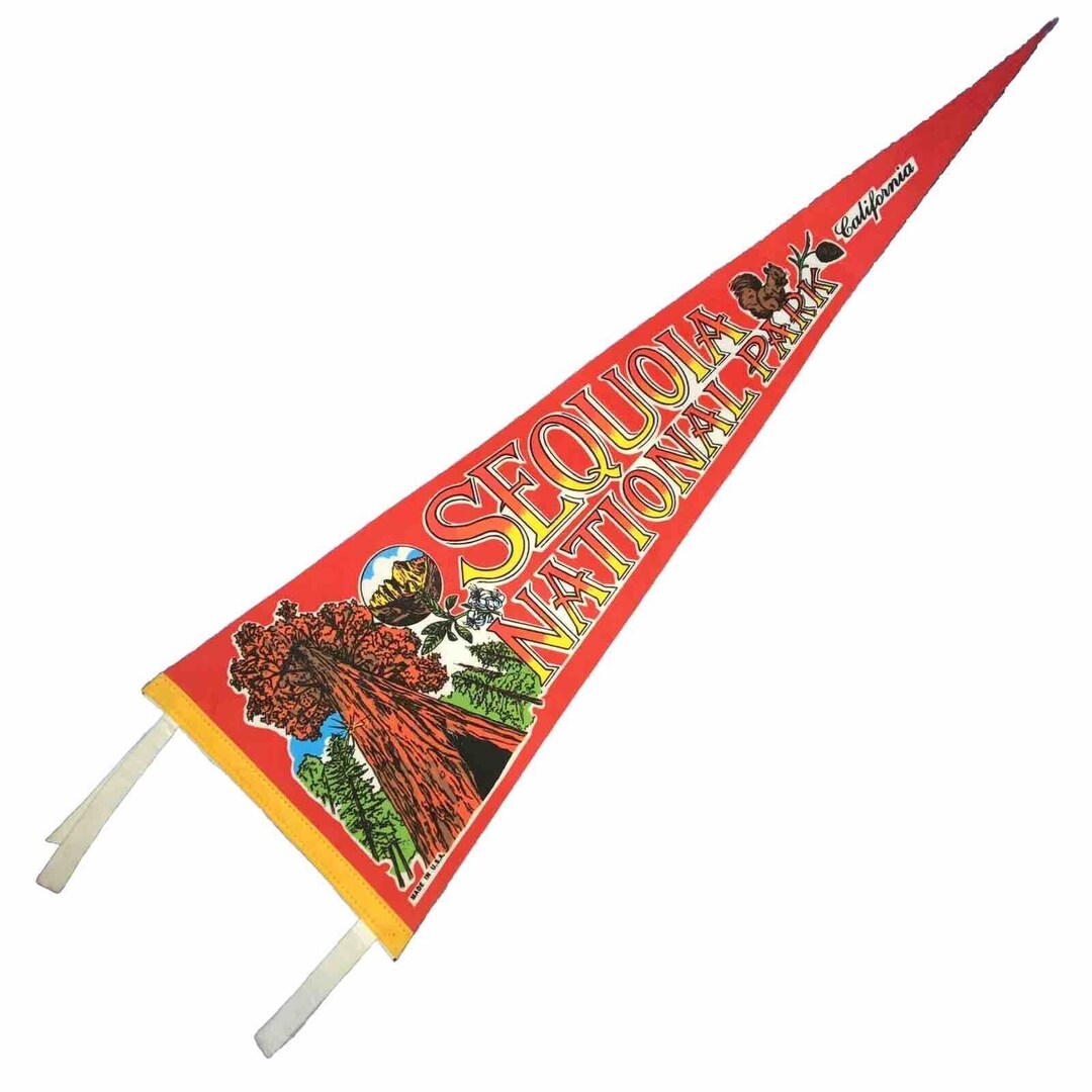 Vtg 70's Sequoia National Park Red Destination Travel Pennant Trees ...