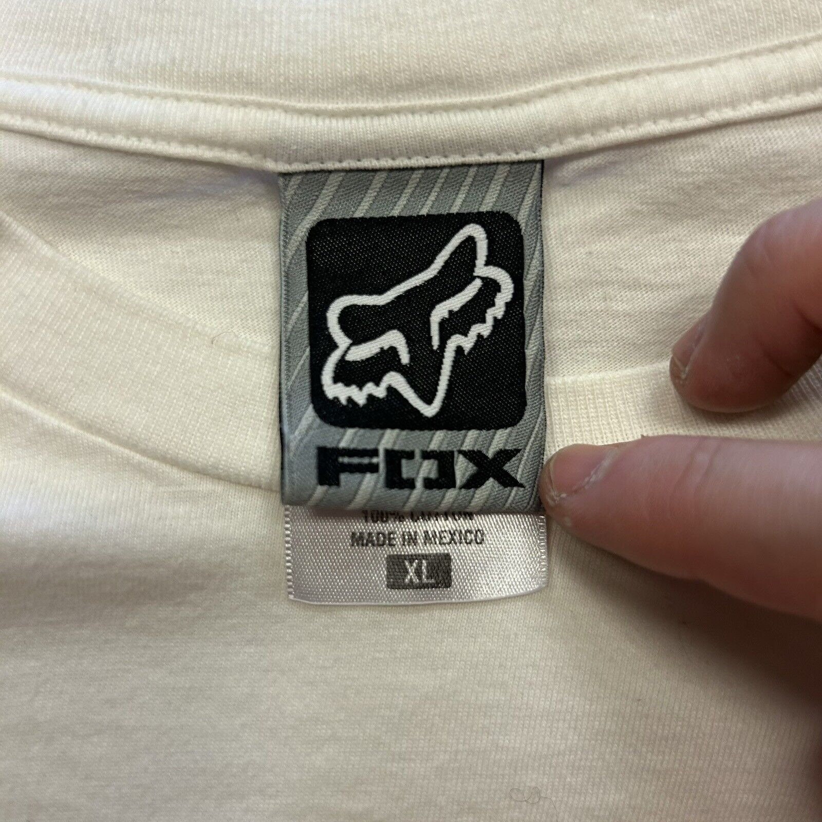 Y2k Fox Racing Brand Tee T-shirt White Blue Logo Sz Xl Paint Splatter ...