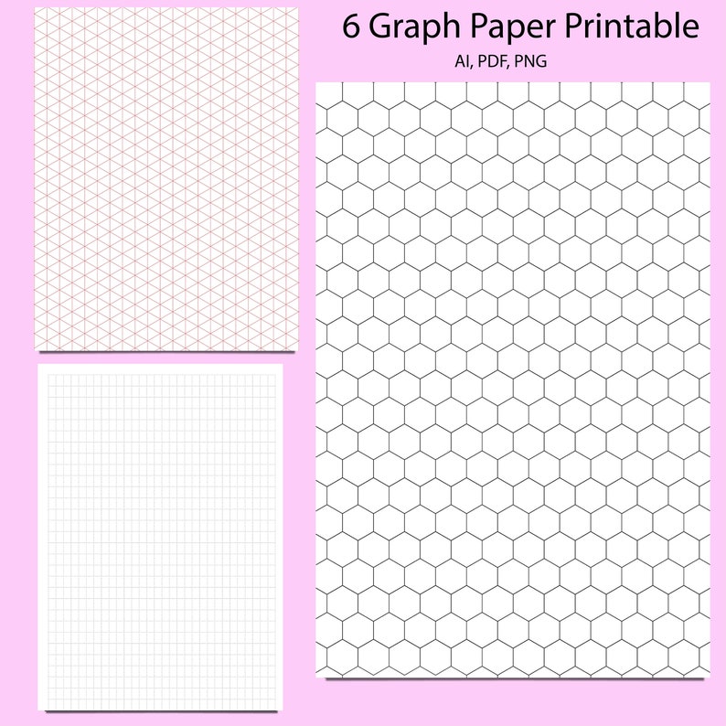 Printable Graph Paper PDF, PNG, AI. Hexagonal Graph Paper, Isometric ...