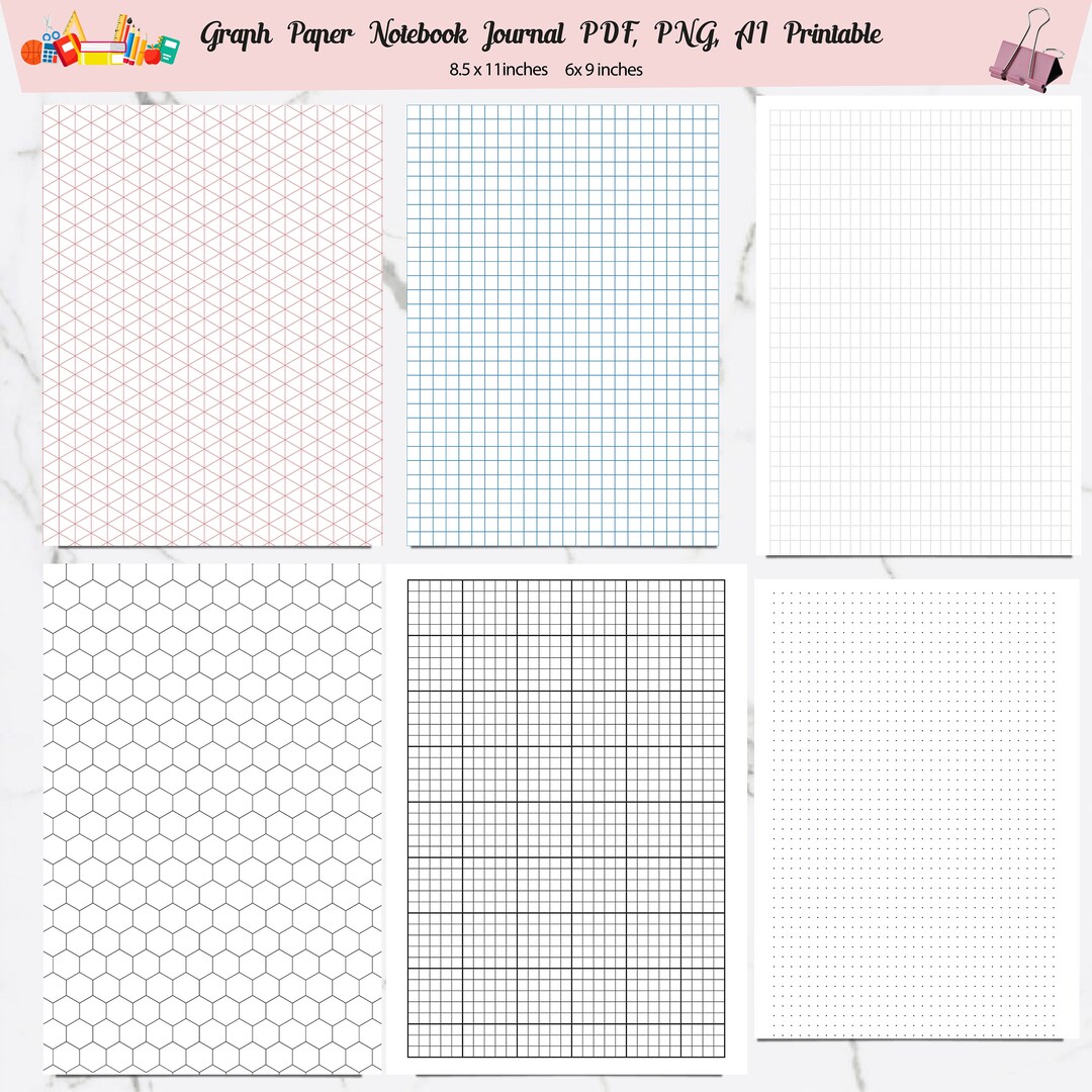 Printable Graph Paper PDF, PNG, AI. Hexagonal Graph Paper, Isometric ...