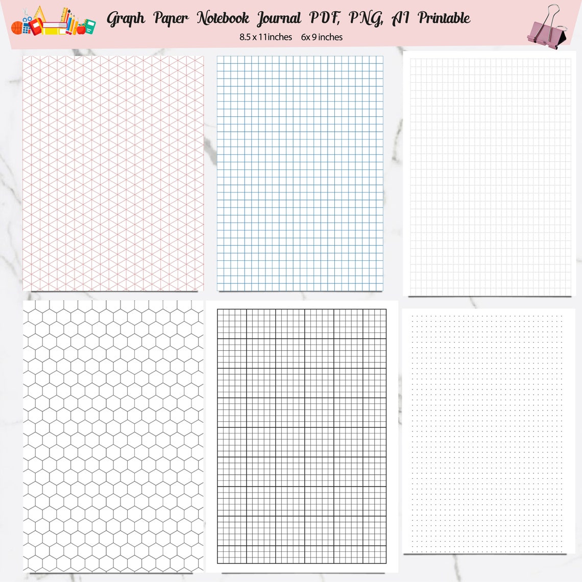Printable Graph Paper PDF, PNG, AI. Hexagonal Graph Paper, Isometric ...