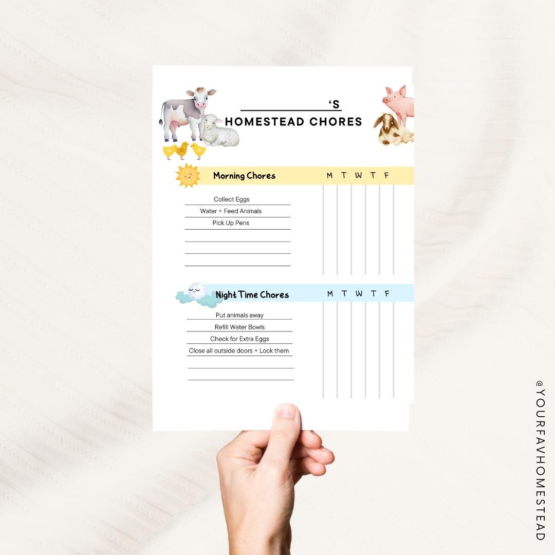 Kids Homestead Farm Chore Chart - Etsy