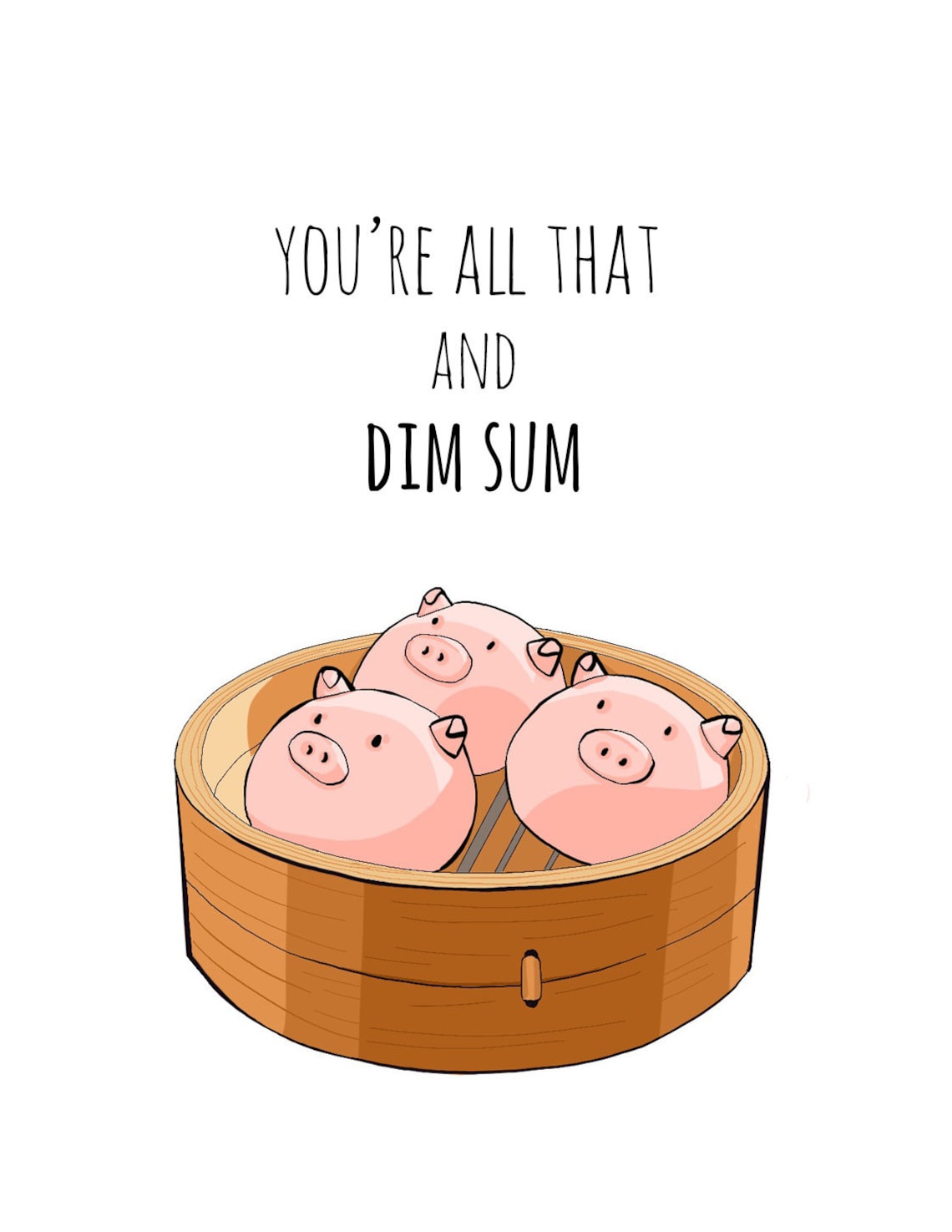 Piggy Dim Sum, Card for Her, Card for Him, Love Birthday Foodie ...