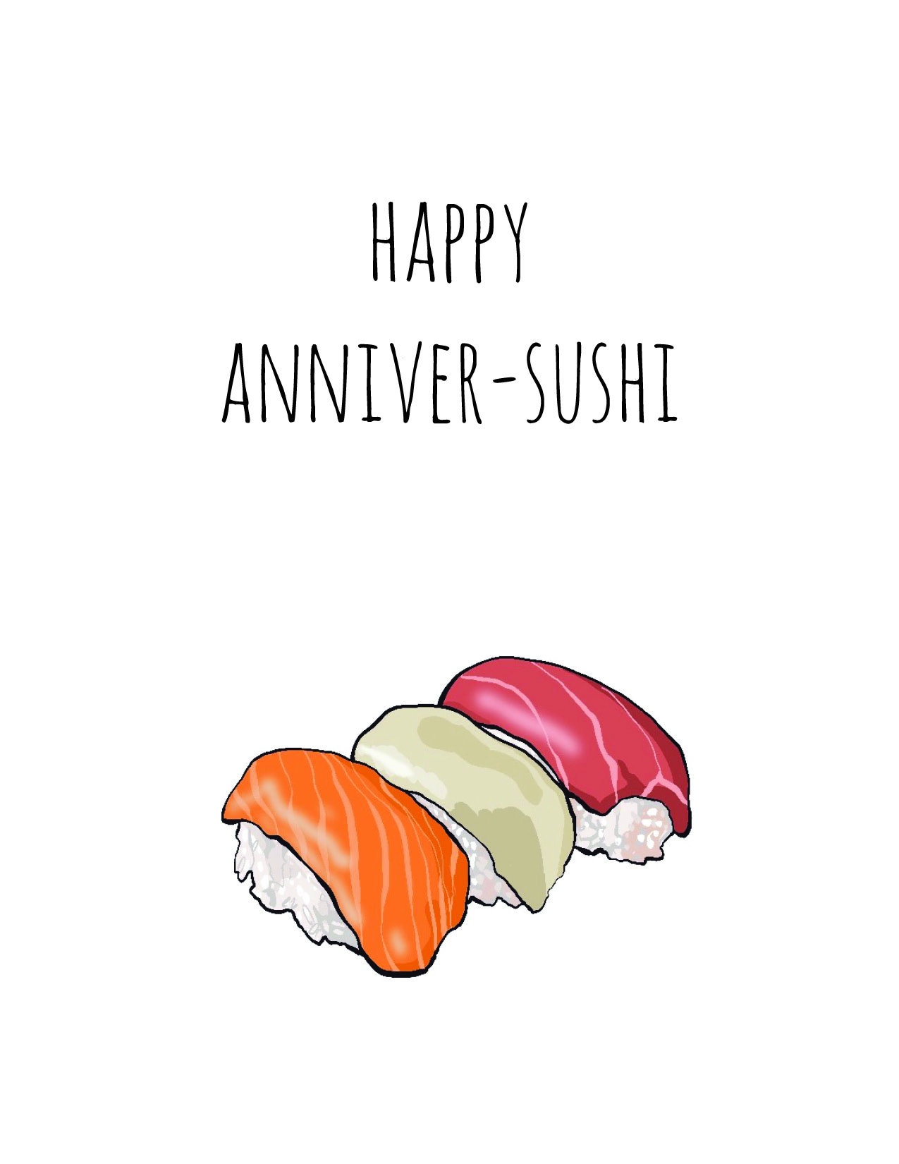 Sushi Card, Anniversary Card, Love Card, Card for Her, Card for Him ...