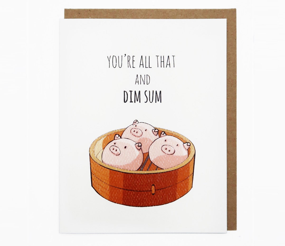 Piggy Dim Sum, Card for Her, Card for Him, Love Birthday Foodie ...