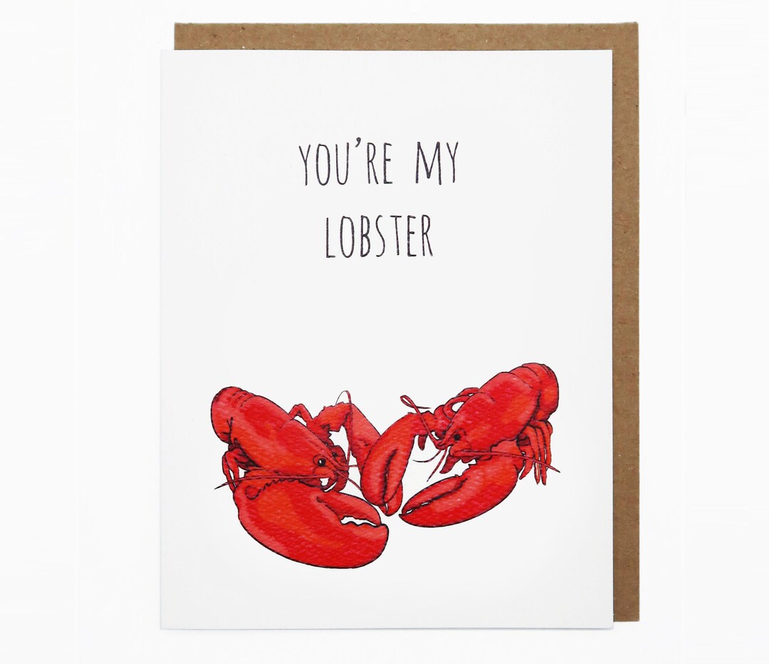 Love Card, Lobster Card, Card for Her, Card for Him , Cute Animal Card ...