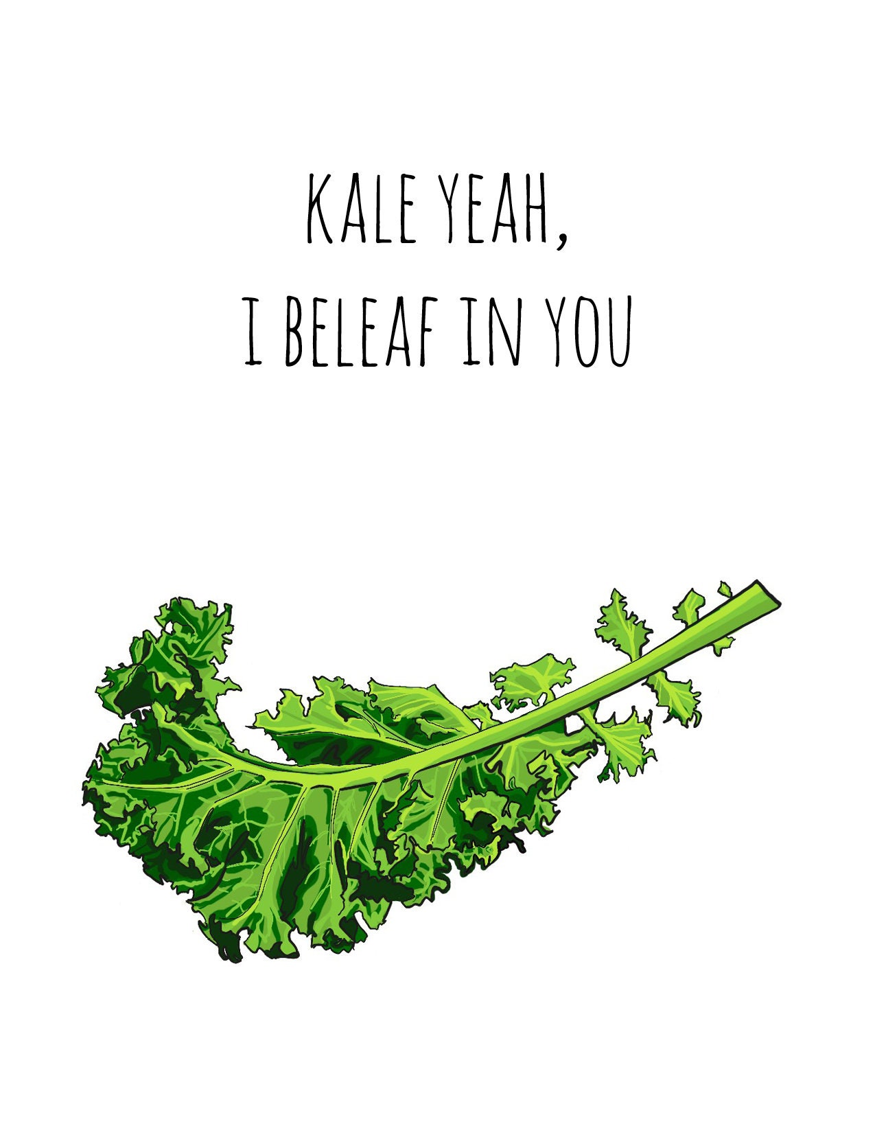 Kale Card, Encouragement Card, Love Card, Floral Card, Pun Card, Leaf ...