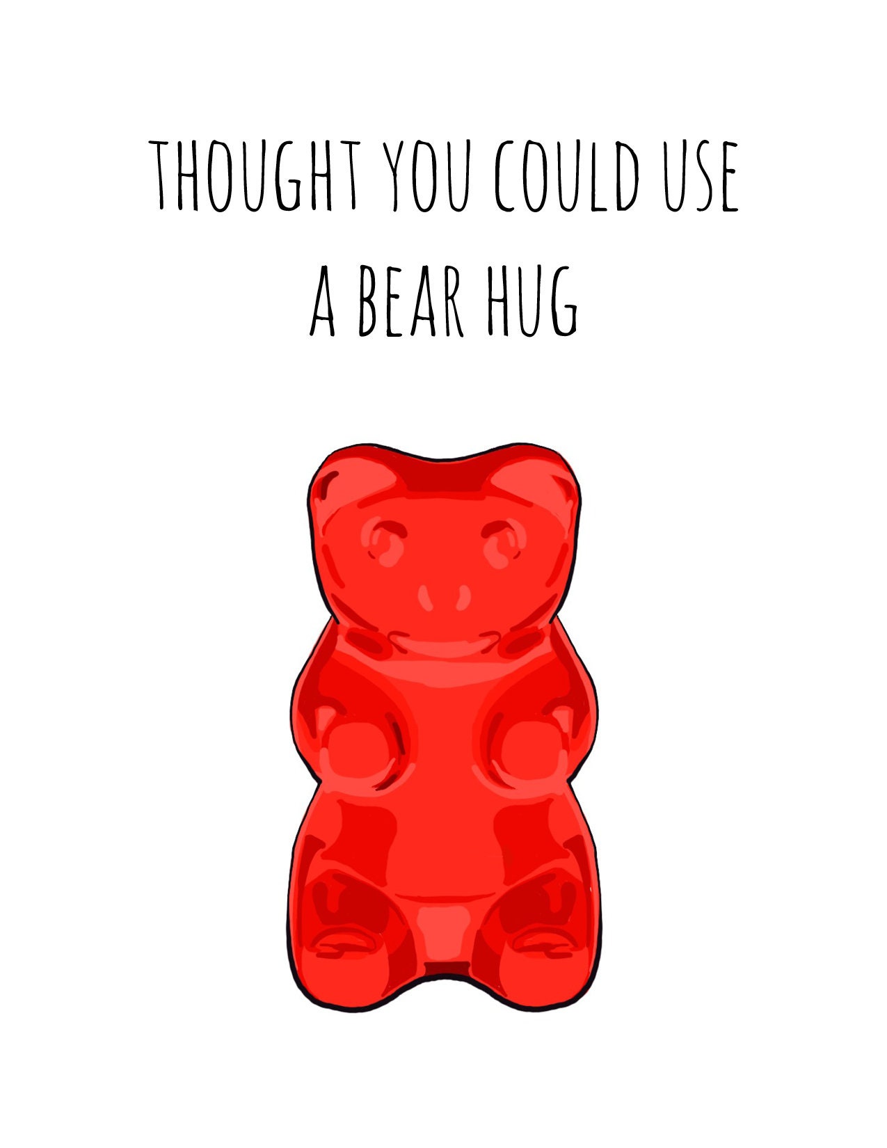 Gummy Bear Card, Love Card, Encouragement Card, Get Well Card, Miss You ...