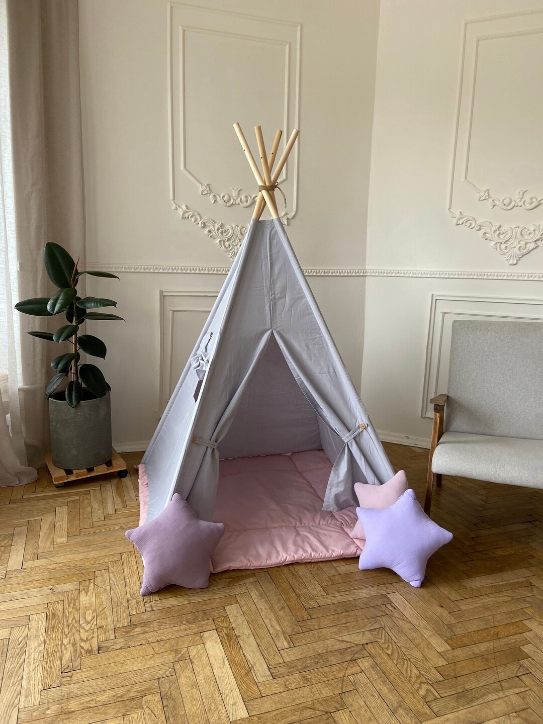 Play House for Kids, Tents for Baby, Teepees for Slumber Party, Grey ...